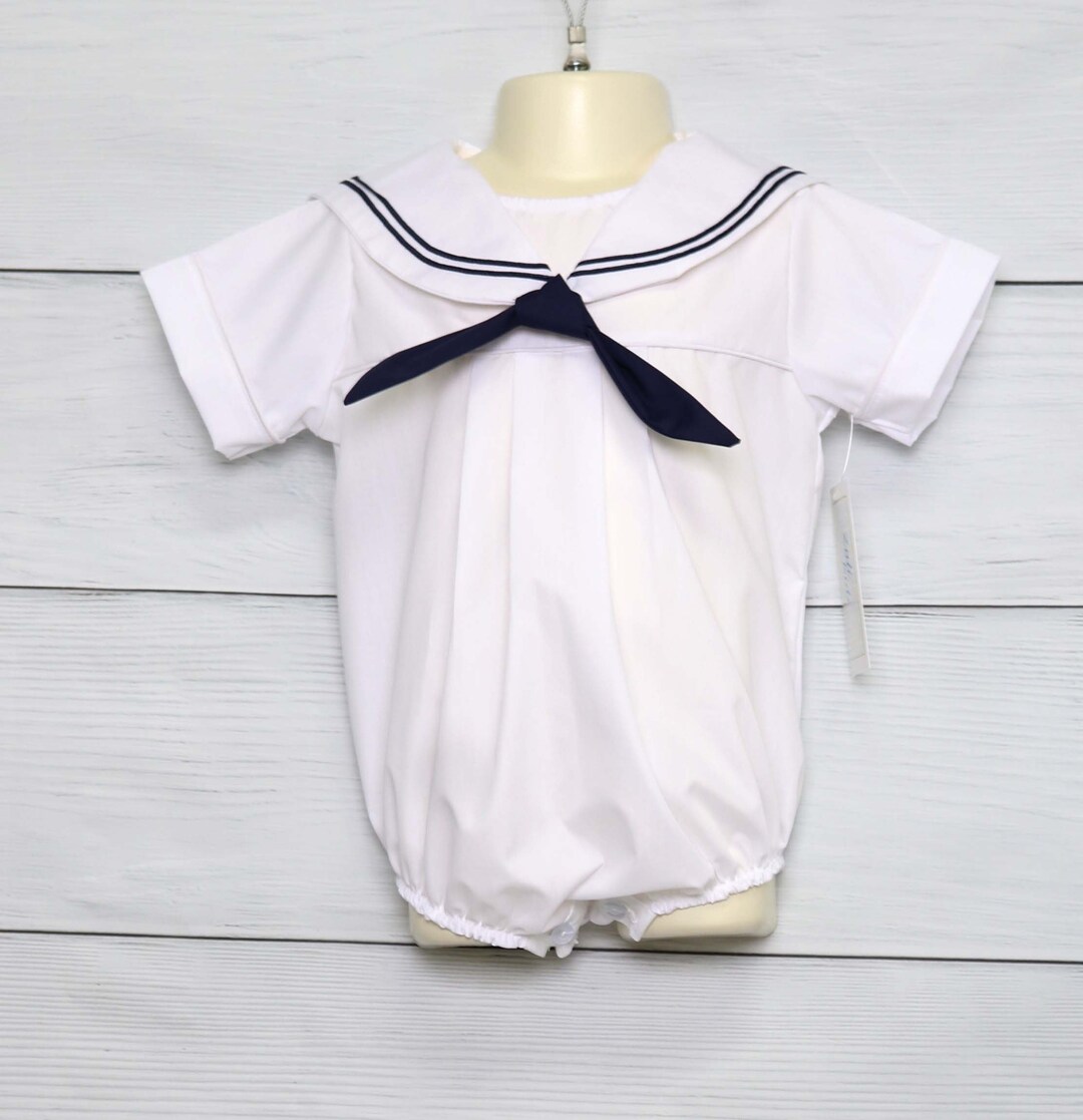 Sailor Outfit Baby Boy, Baby Boy One Piece, Nautical Newborn, White ...
