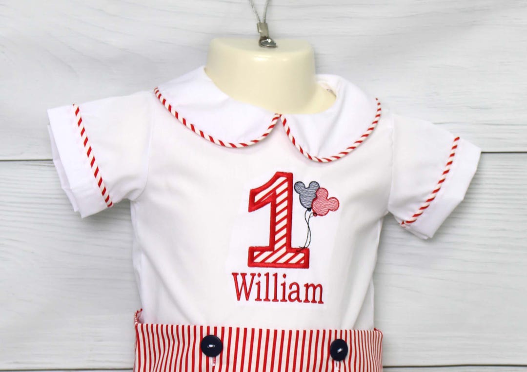First Birthday Outfit Boy - Red Stripe Cake Smash Romper - Etsy