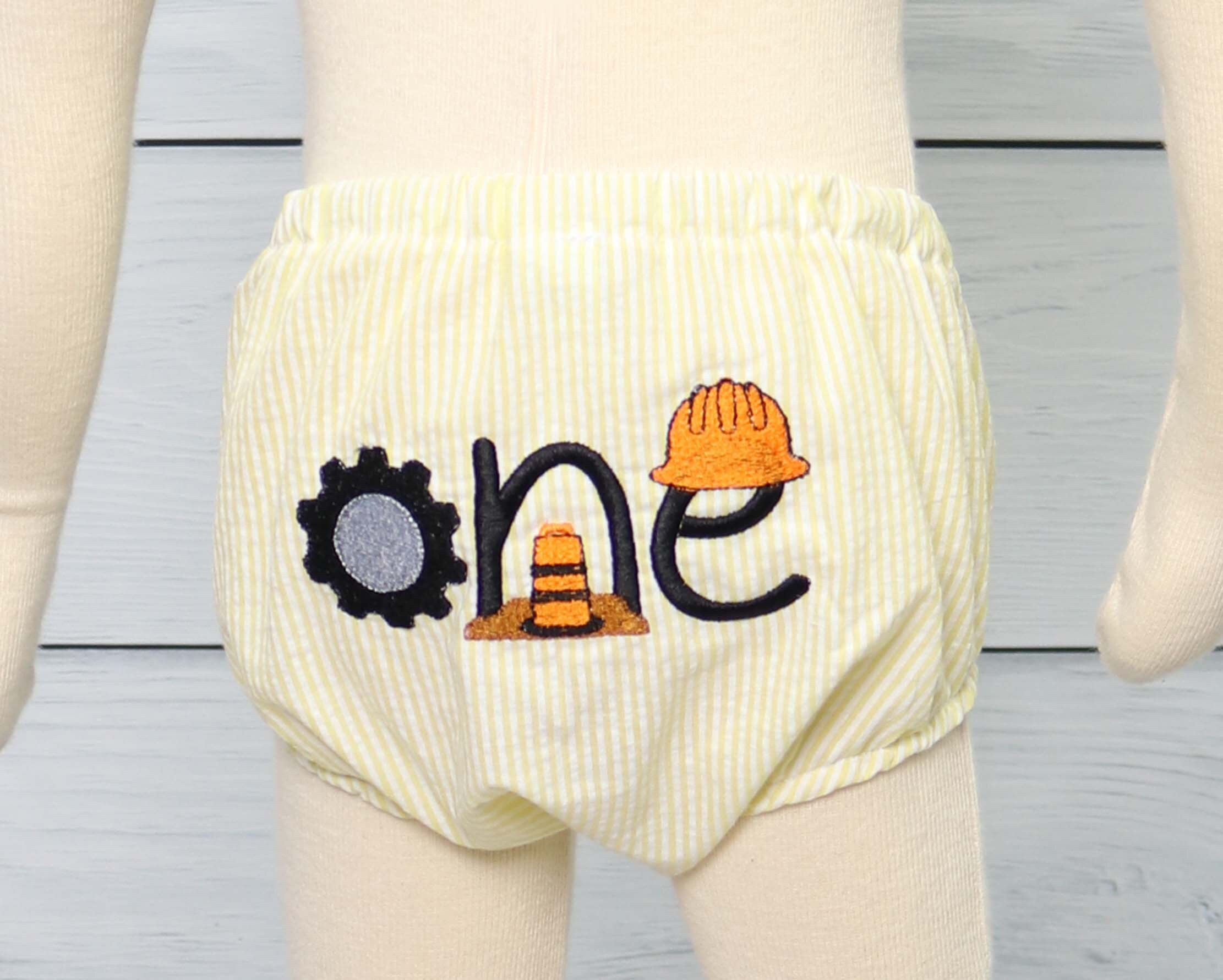 Construction 1st Birthday Smash Cake Outfit, Construction Diaper Cover ...