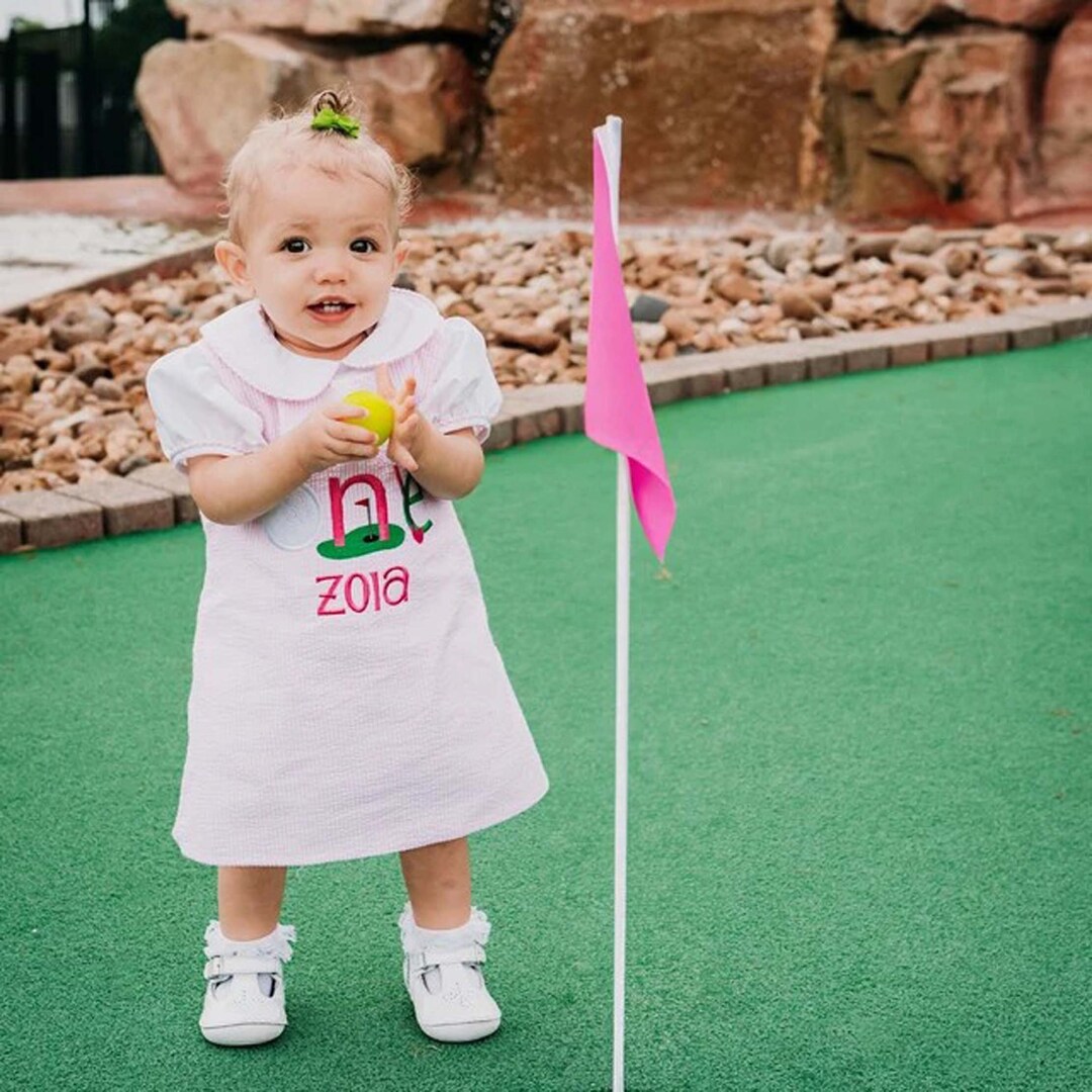 Baby Girl Golf Outfit, Baby Girl Golf, Hole in One First Birthday Girl ...