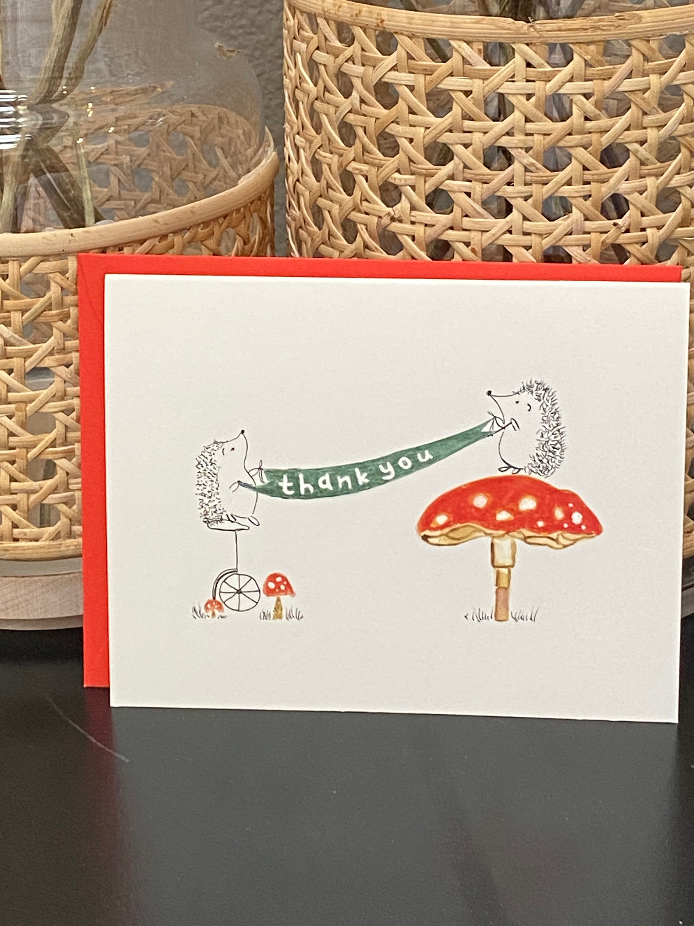 BOX OF 6 Hedgehog Thank You Note Cards Hedgehog Card Hedgehog Notecard ...