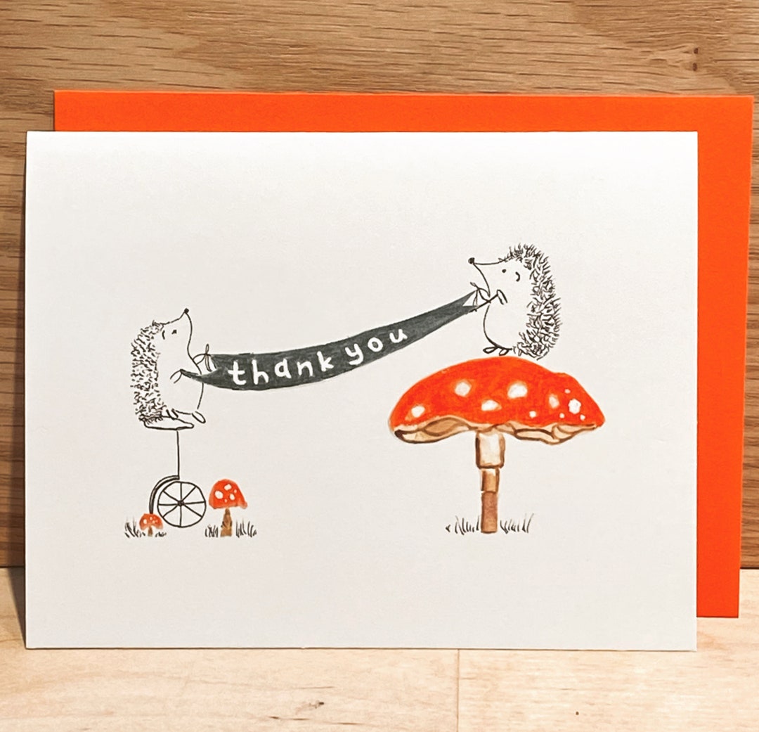 BOX OF 6 Hedgehog Thank You Note Cards Hedgehog Card Hedgehog Notecard ...