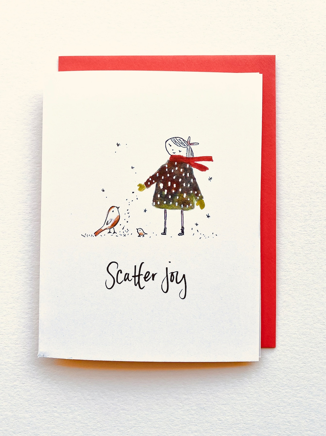 Scatter Joy Box of 6 Cards Girl Feeding Birds Blank Notecard Winter - Etsy
