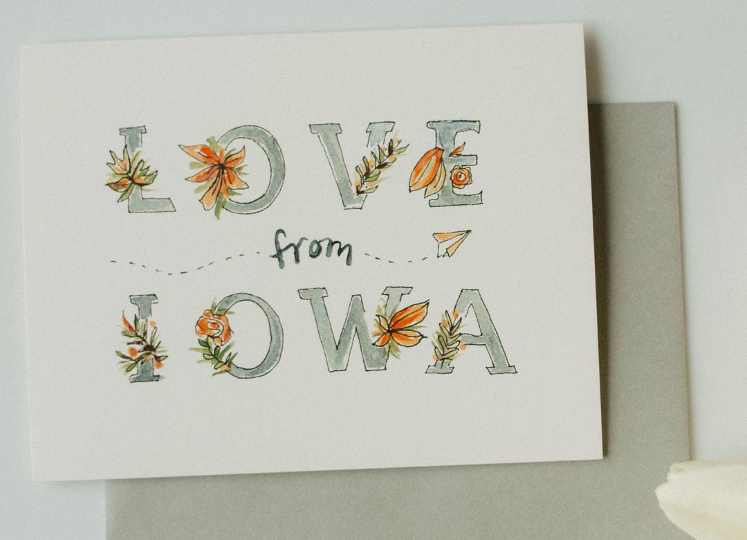 Love From Iowa Card Dusty Blue Rust Orange Iowa Love Boxed Set of 6 - Etsy
