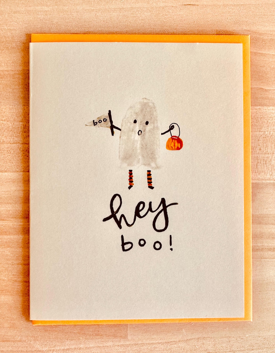 Ghost Halloween | Hey BOO Card | Autumn Notecard | Fall Greeting ...