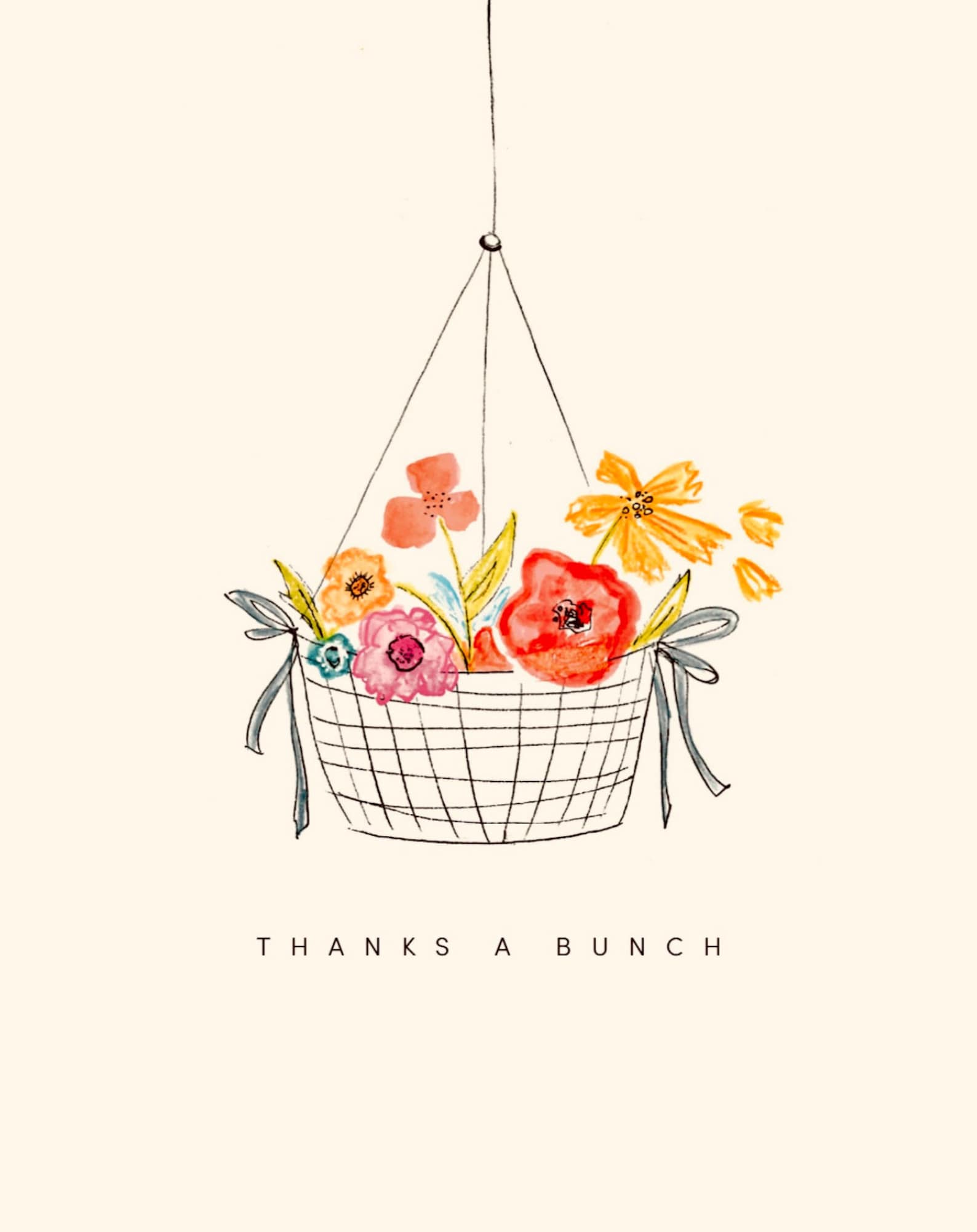 BOX OF 6 Thank You Notecard Hanging Basket Flowers Floral Thank You ...
