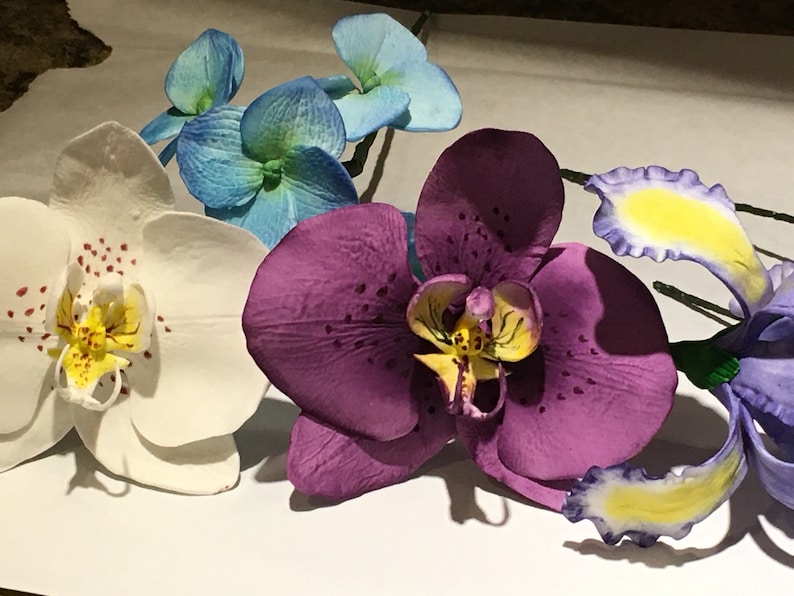 Colorful Floral Cake Toppers With Moth Orchids, Peonies, Roses, Irises ...