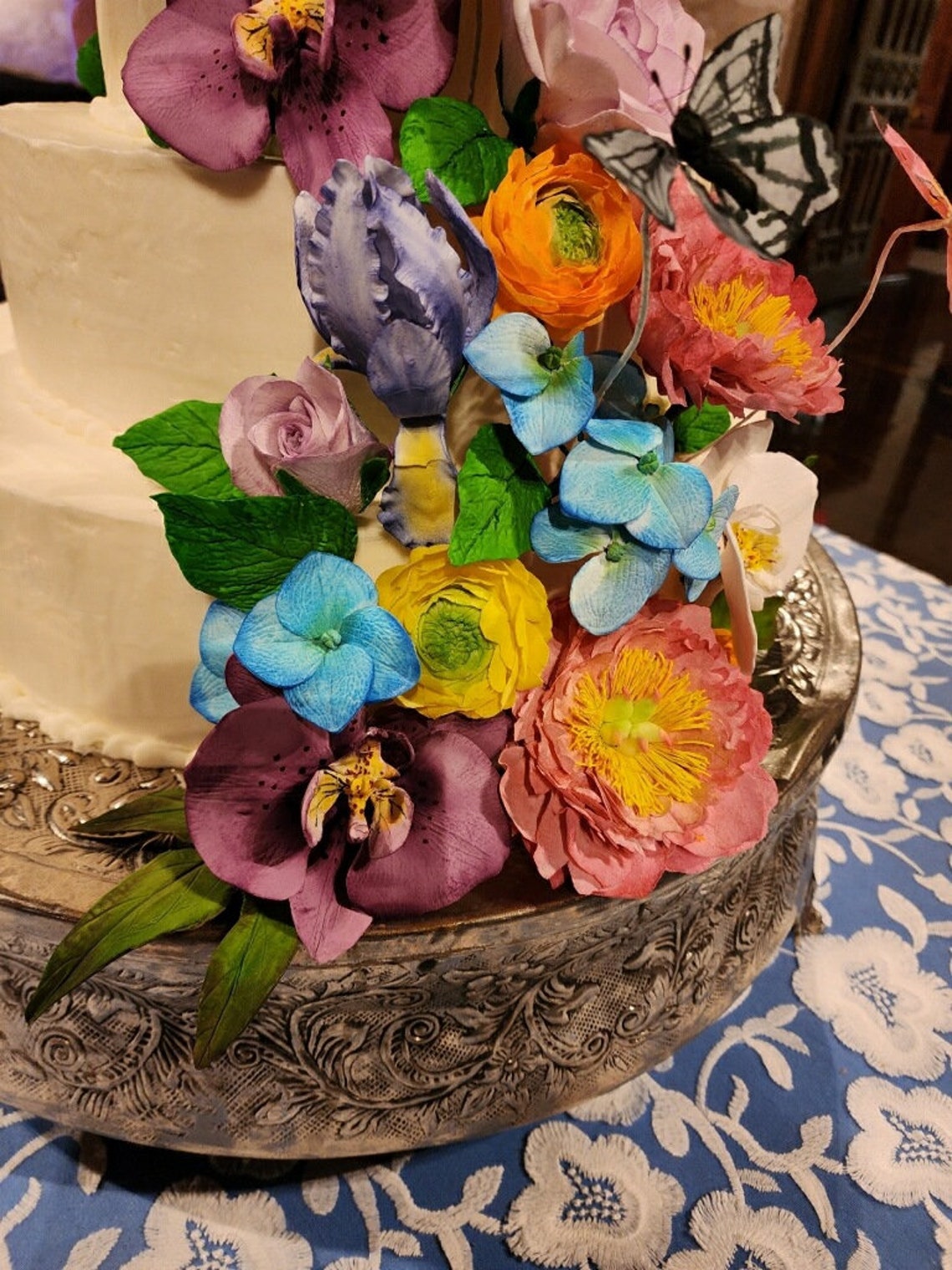 Colorful Floral Cake Toppers With Moth Orchids, Peonies, Roses, Irises ...