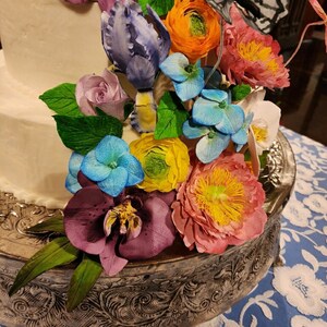 Colorful Floral Cake Toppers With Moth Orchids, Peonies, Roses, Irises ...