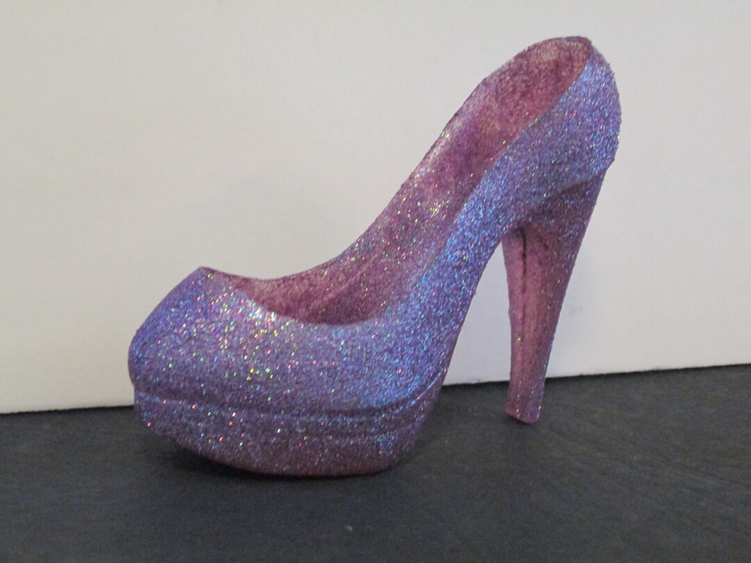 Sugar Glass Slipper Cake Topper: Lilac Purple Iridescent High Heel - Etsy