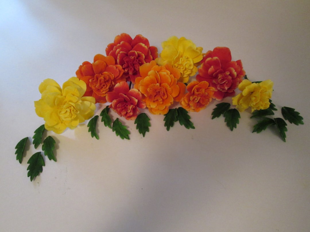 Handmade Marigold Complete Cake Topper Sugar Flowers Gum Paste Edible ...