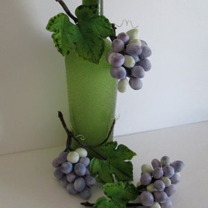 Handmade Wine Bottle Cake Topper Grapes Sugar Edible - Etsy