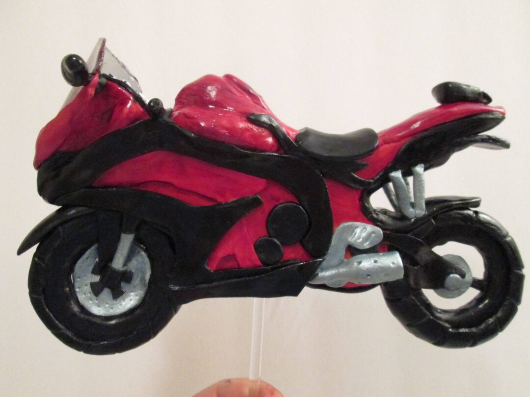 Motorcycle Cake Topper Biker Sugar Gum Paste Handmade Fondant - Etsy