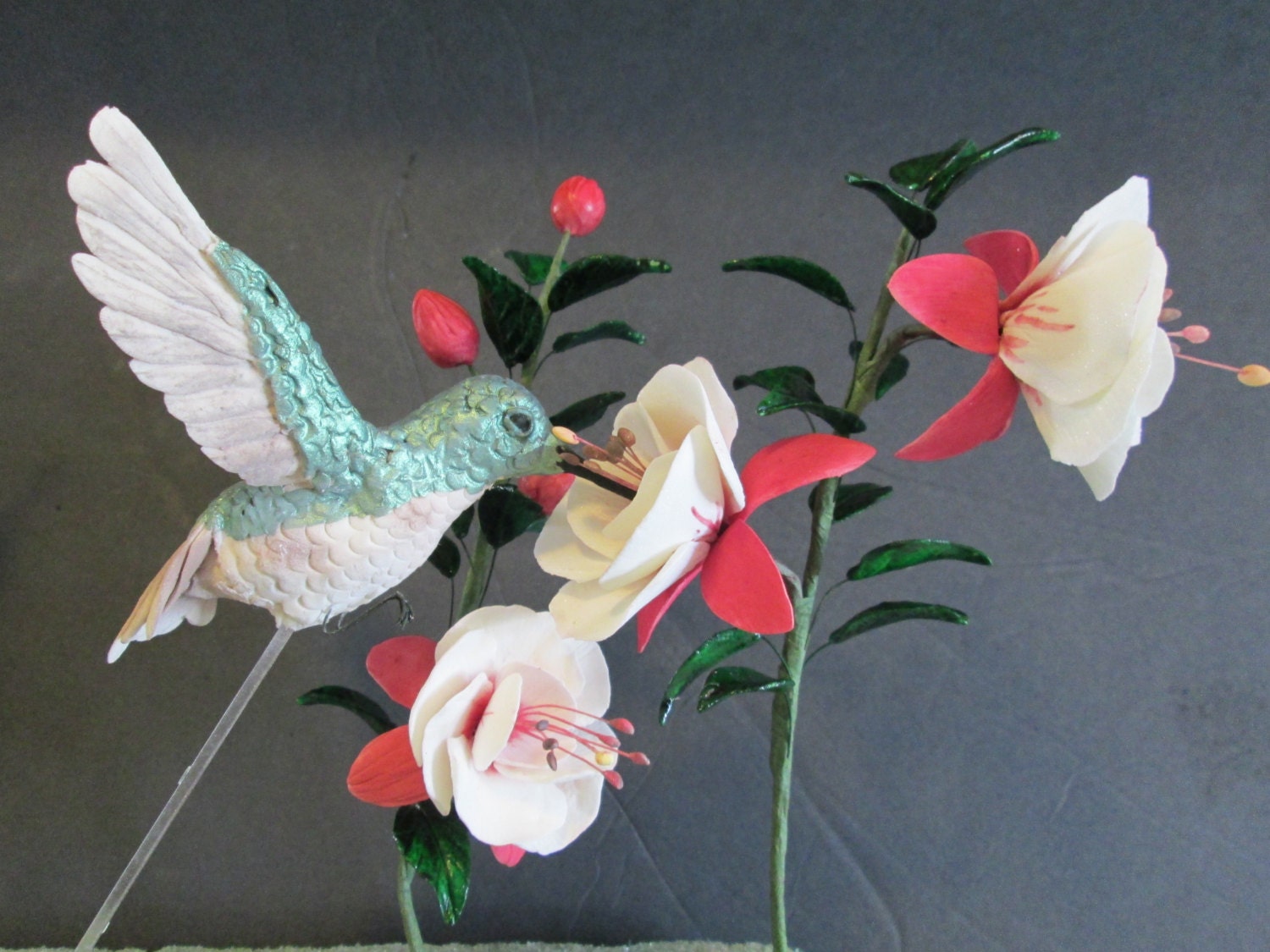 hummingbird cake topper fuschia sugar flower wedding bridal | Etsy