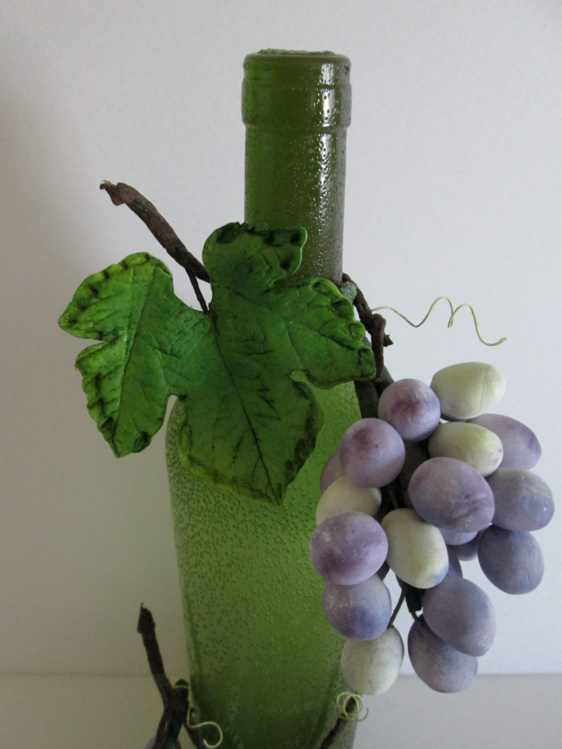 Wine Bottle Cake Topper Grapes Sugar Edible Hand Made Fondant - Etsy