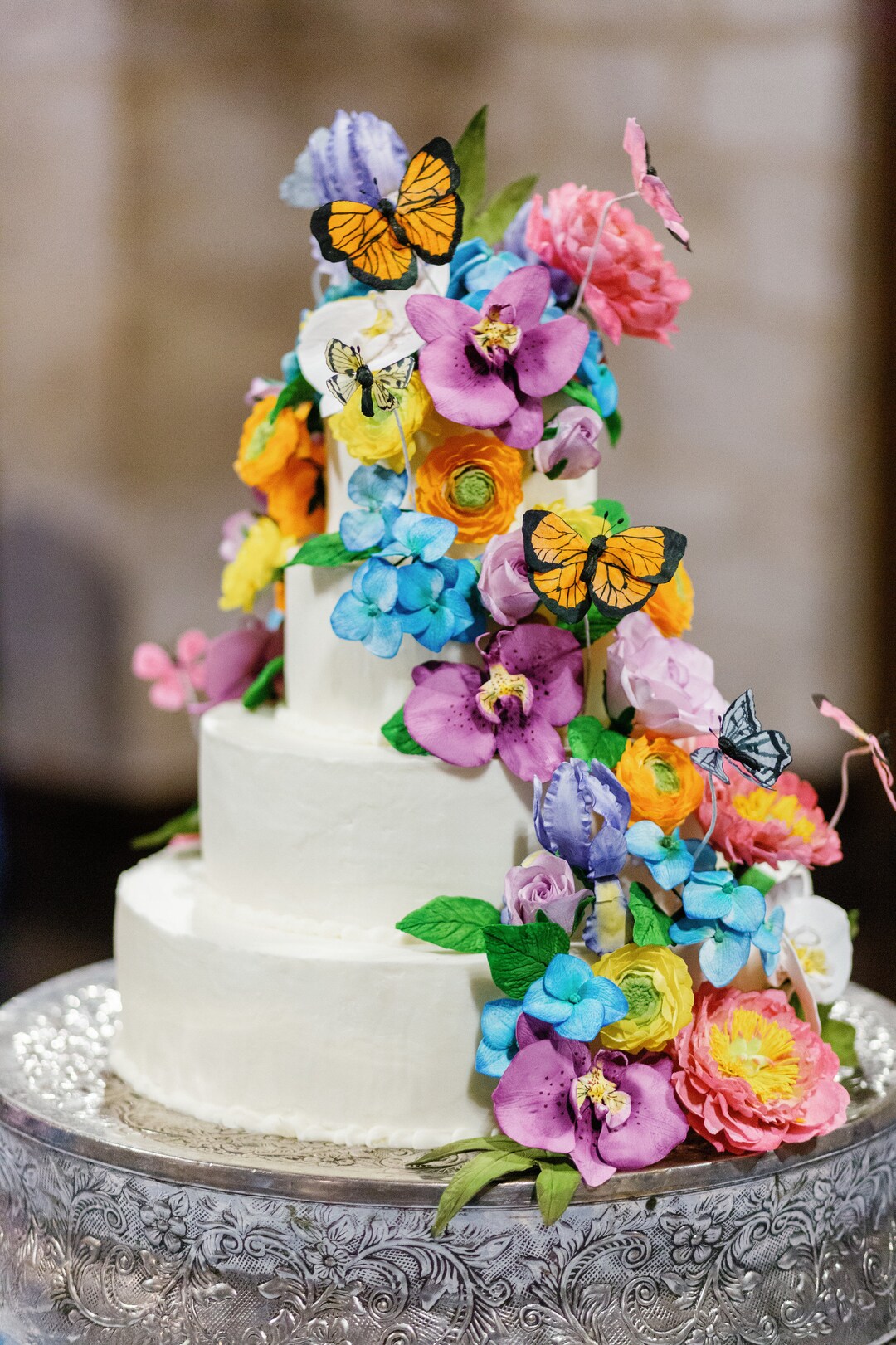 Colorful Floral Cake Toppers With Moth Orchids, Peonies, Roses, Irises ...