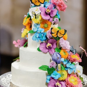 Colorful Floral Cake Toppers With Moth Orchids, Peonies, Roses, Irises ...