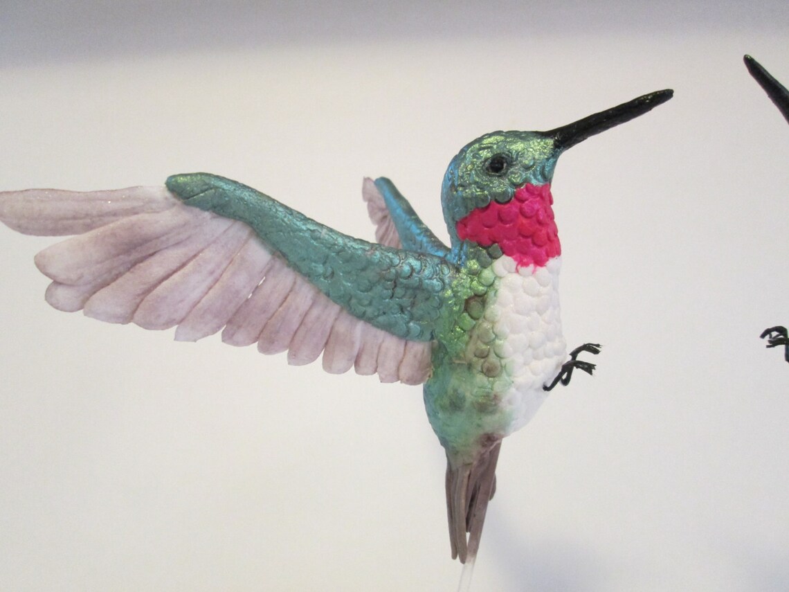 Handmade Hummingbird Cake Topper Ruby Throated Sugar Edible | Etsy