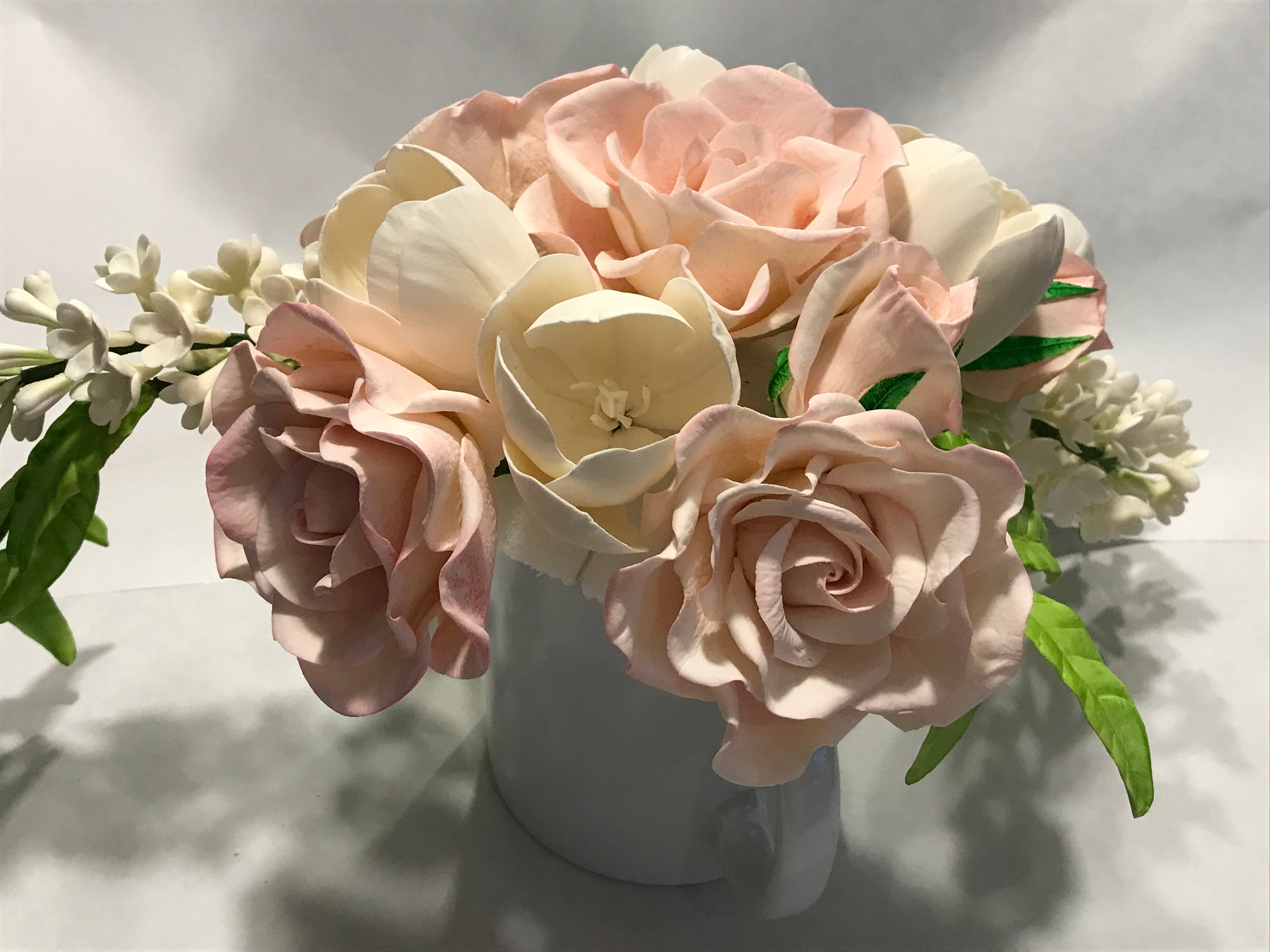 Elegant Sugar Flower Cake Topper: Roses, Lilacs, Tulips & Foliage - Etsy