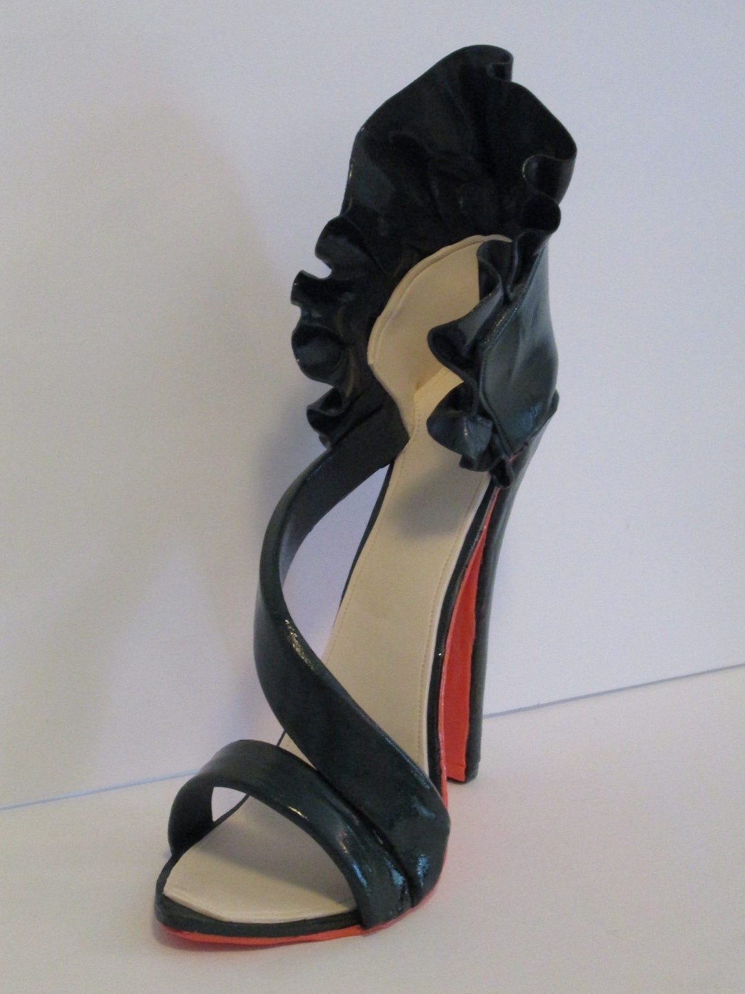 Sexy Stiletto Sugar Shoe Cake Topper With Ruffle, Gumpaste High Heel ...