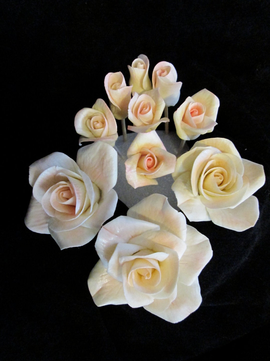 Gumpaste Tea Rose Cake Topper: Edible Sugar Flowers, Bridal Wedding ...