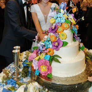 Colorful Floral Cake Toppers With Moth Orchids, Peonies, Roses, Irises ...