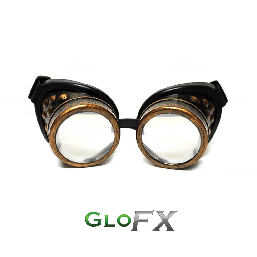 Glofx Copper Steampunk Padded Goggles Rave Welding Cyber Punk Goth ...