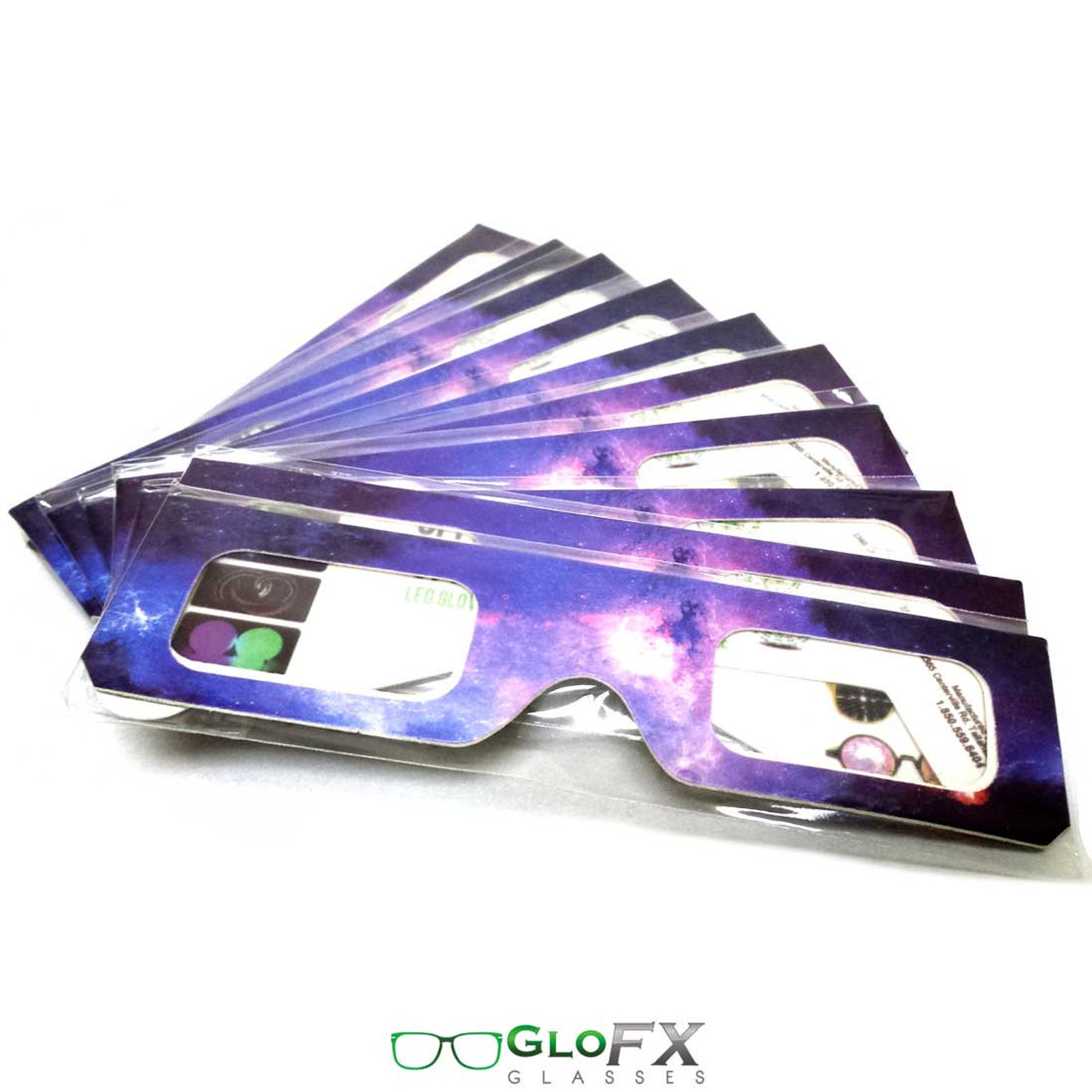 Glofx Paper Cardboard Diffraction Glasses – Galaxy Spiral Print 10 Pack ...