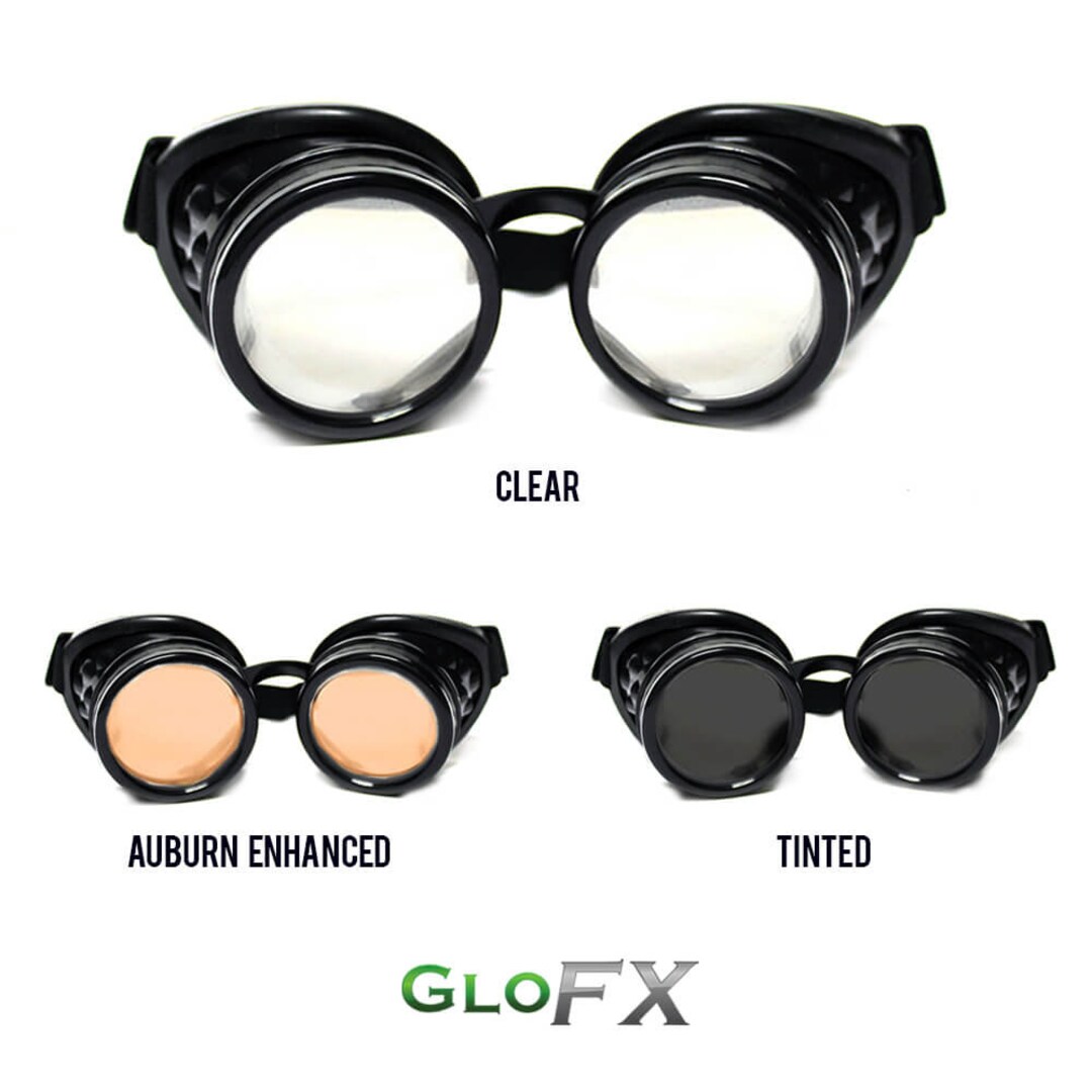 Glofx Black Diffraction Rubber Padded Goggles Laser Etched Hard Plastic ...