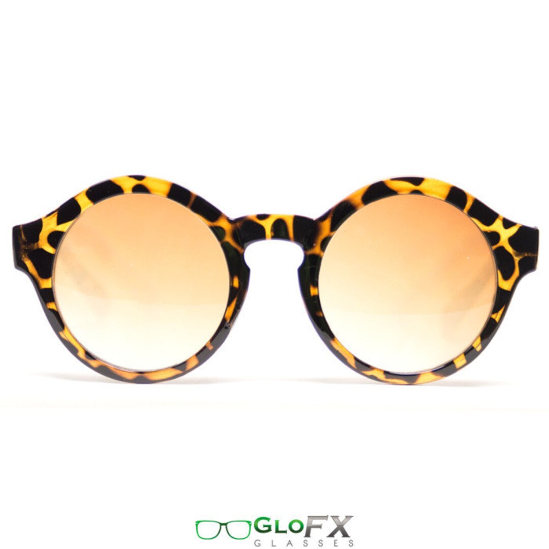 Glofx Round Tortoise Diffraction Glasses Brown to Clear Gradient ...