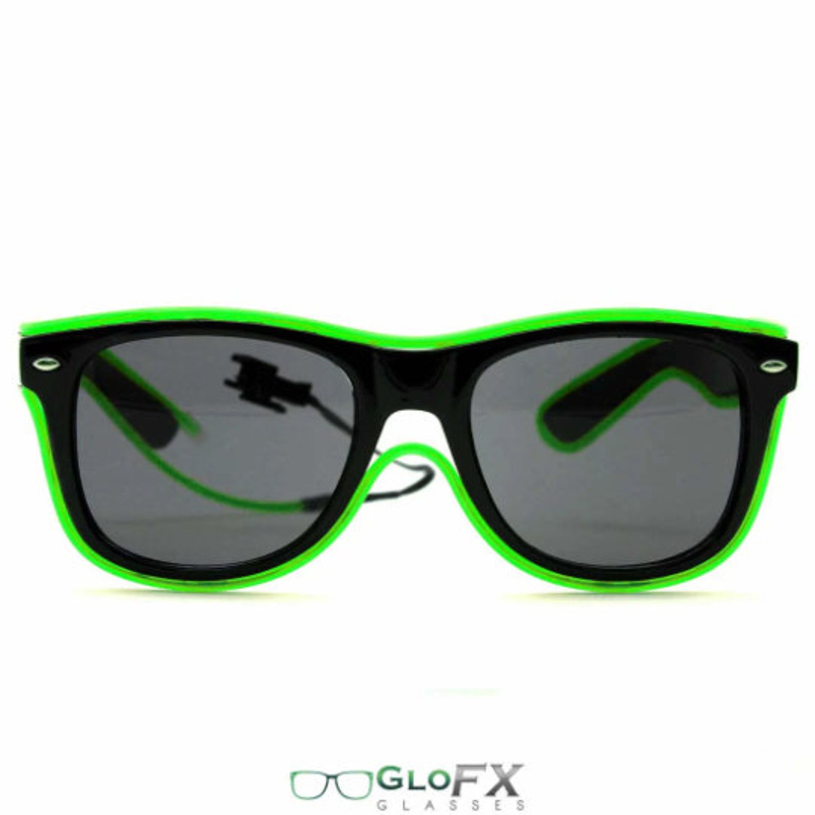 Green El Wire Luminescence Sunglasses LED Rave Light up Flashing Tinted ...
