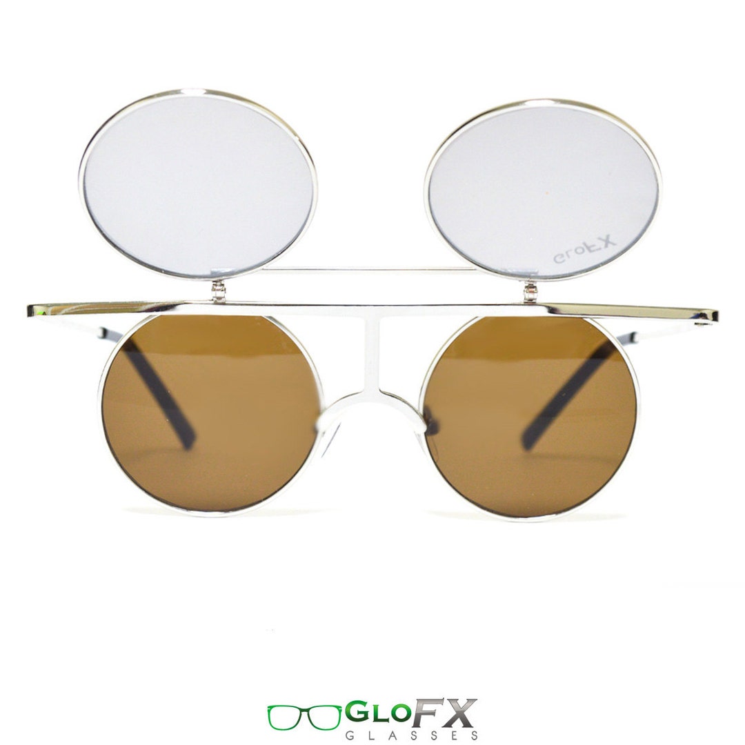 Glofx Flip Diffraction Glasses – Vintage Round Vintage-style Round ...