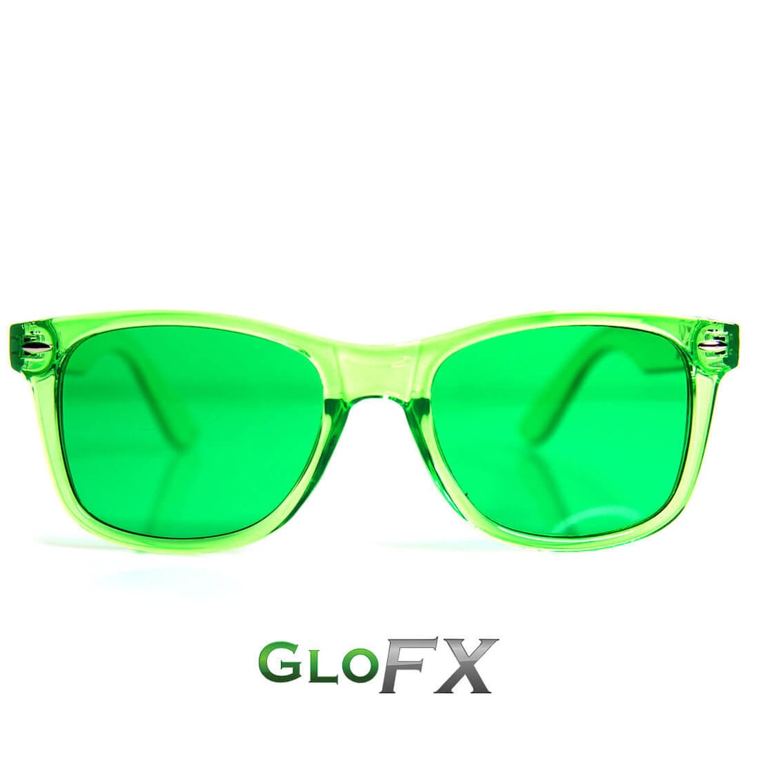 Glofx Color Infused Diffraction Glasses Green Indestructible PVC ...