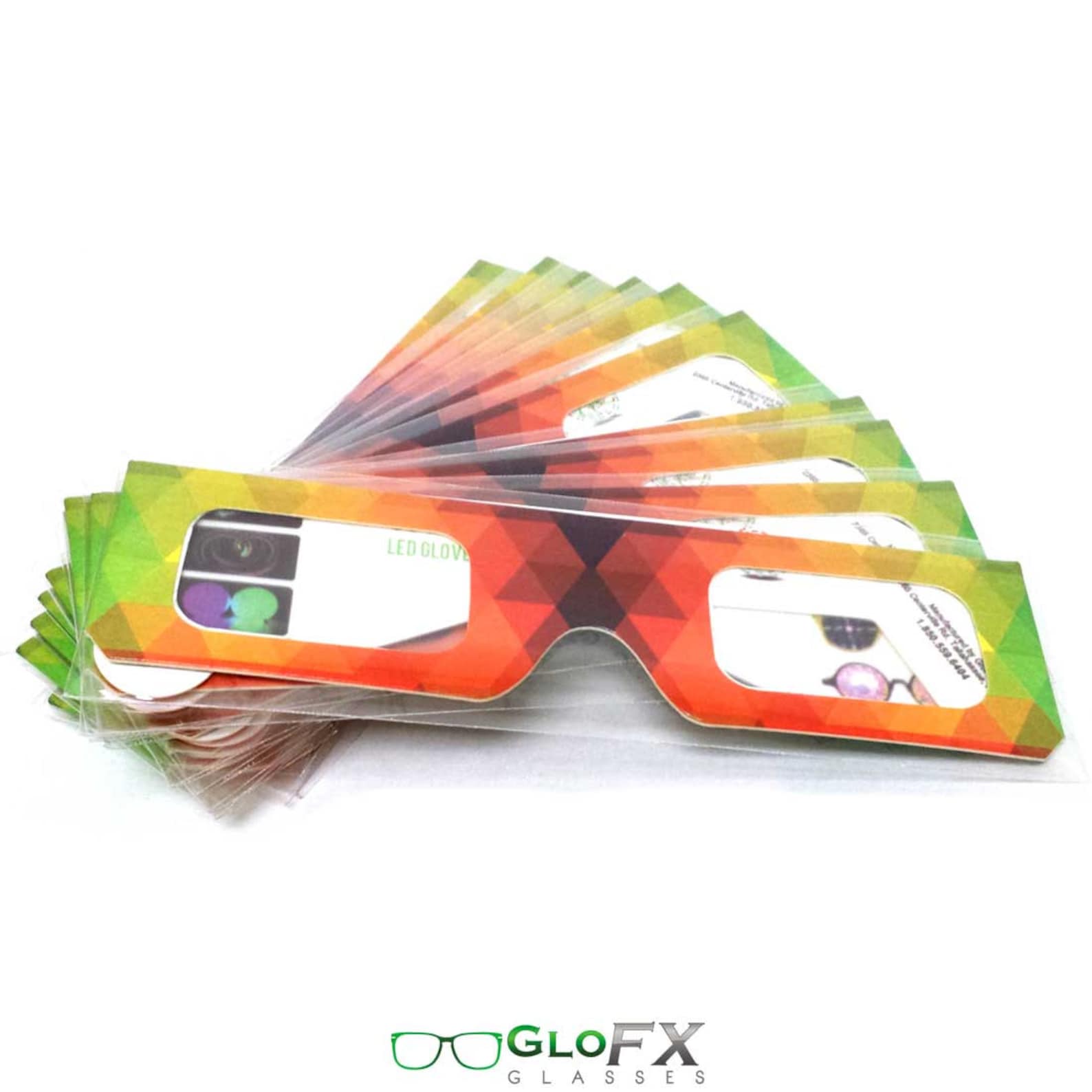 Glofx Paper Cardboard Diffraction Glasses Geometric Rainbow 10 Pack ...