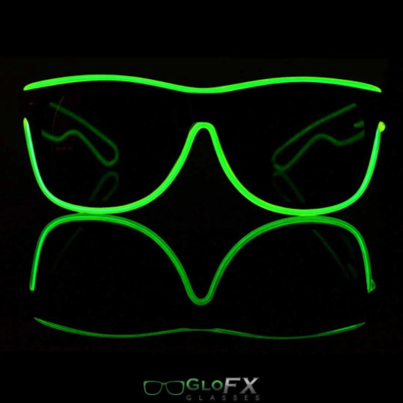 Green El Wire Luminescence Sunglasses LED Rave Light up Flashing Tinted ...