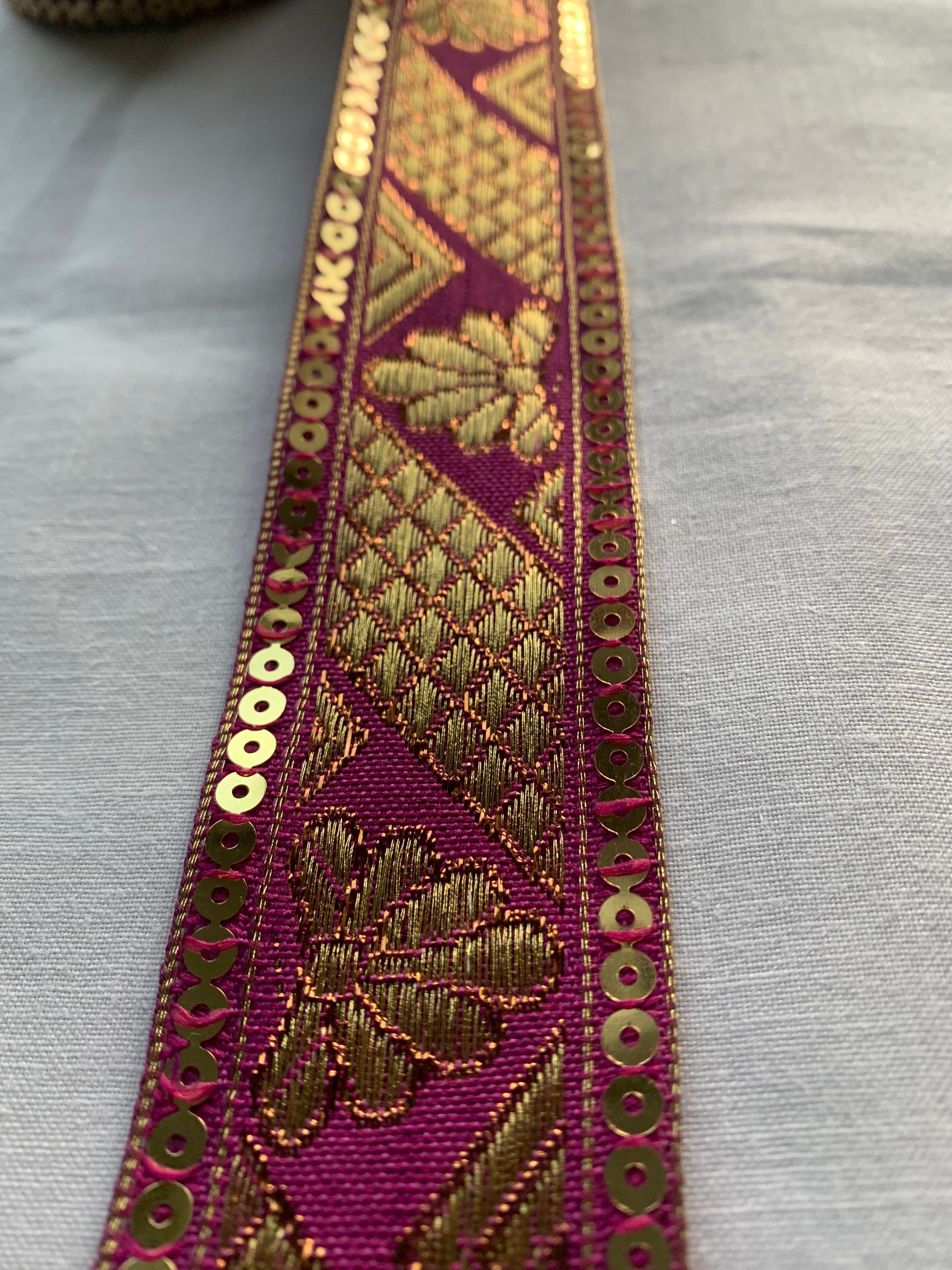 1 Yard Brocade Fabric Trim-grosgrain Ribbon Trim-floral Design | Etsy