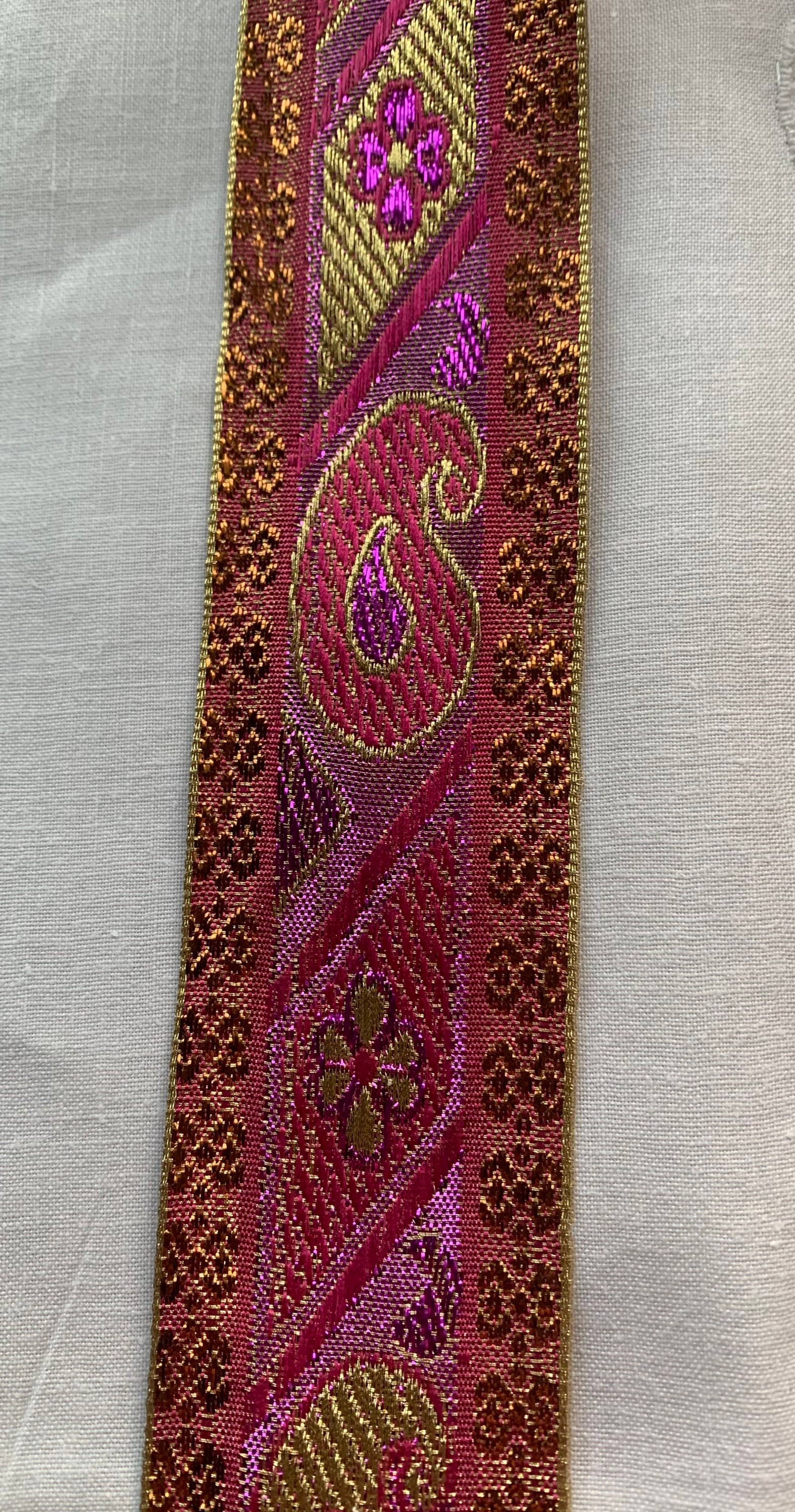 1 Yard Brocade Fabric Trim-grosgrain Ribbon Trim-floral Design | Etsy