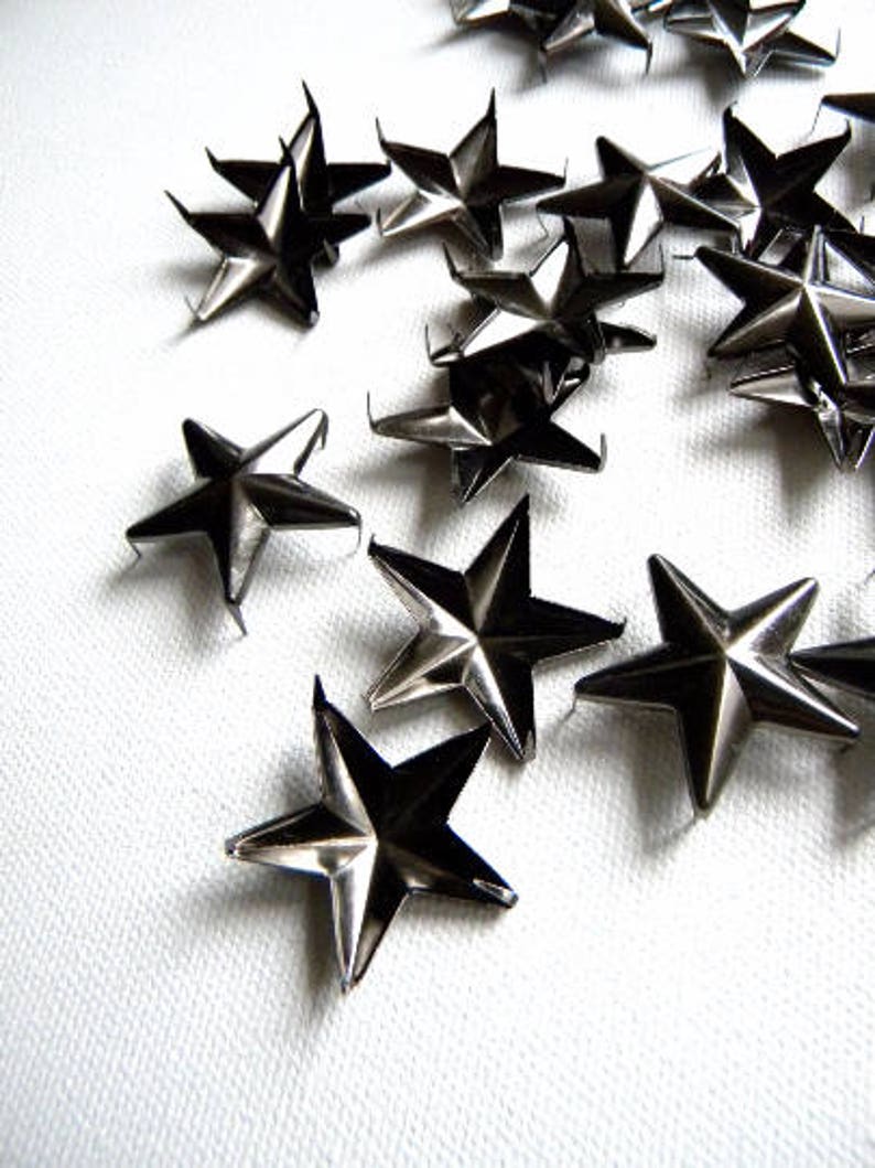 50 1" GUNMETAL Star Studs - Big Chunky 28mm Metal Star Studs Great for ...