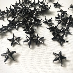 100 1/2" GUNMETAL Star Studs - Small 14mm Metal Star Studs Great for ...