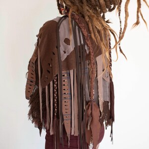 Brown Tattered Woodland Shoulder Cape, Postapocalyptic Distressed Cape ...