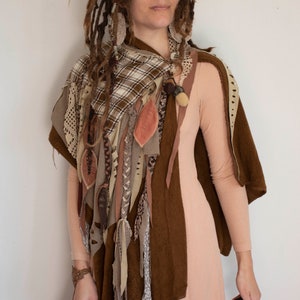 Brown Tattered Woodland Shoulder Cape, Postapocalyptic Distressed Cape ...