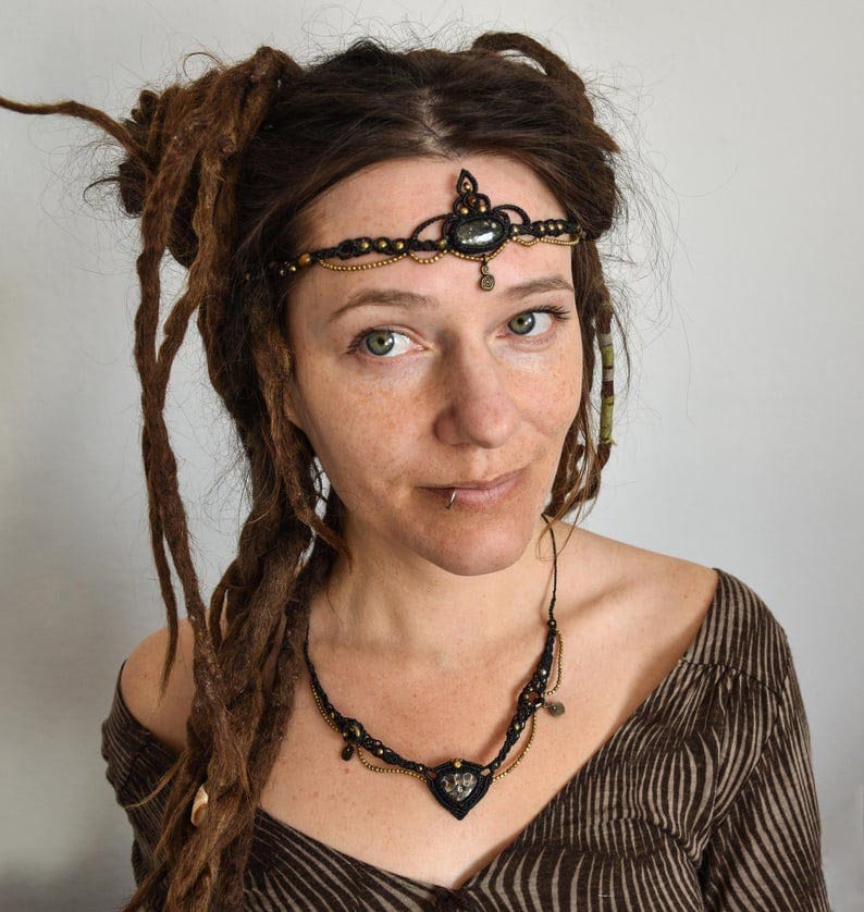 Black Macrame Gypsy Crown Tribal Tiara Goth Head Piece - Etsy