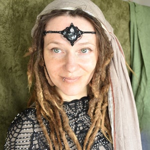 Black Macrame Gypsy Crown, Tribal Tiara, Goth Head Piece - Etsy