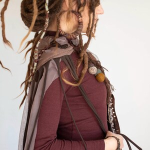 Brown Tattered Woodland Shoulder Cape, Postapocalyptic Distressed Cape ...