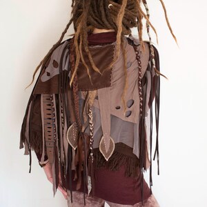 Brown Tattered Woodland Shoulder Cape, Postapocalyptic Distressed Cape ...