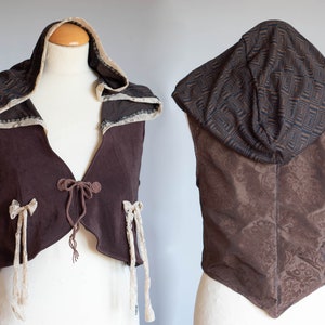 Brown Hooded Vest, Ren Fair Costume, Women Festival Vest, Large Size - Etsy