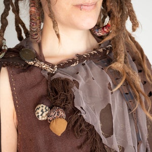 Brown Tattered Woodland Shoulder Cape, Postapocalyptic Distressed Cape ...