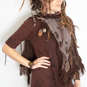 Brown Tattered Woodland Shoulder Cape, Postapocalyptic Distressed Cape ...