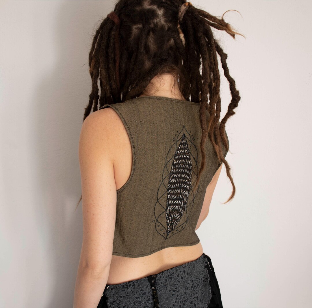 Black and Green Women Vest, Forest Elven Top, Festival Top - Etsy