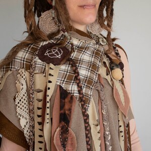 Brown Tattered Woodland Shoulder Cape, Postapocalyptic Distressed Cape ...